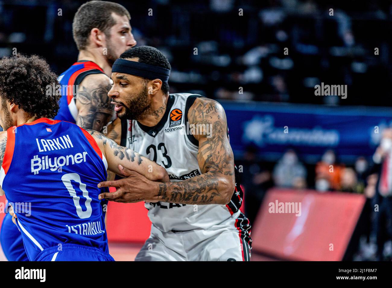 Istanbul, Turkey. 24th Mar, 2022. Malcolm Delaney (R) of AX Armani ...