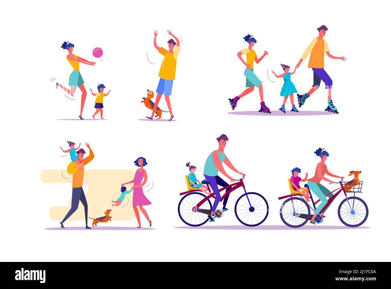 Parents and children playing outside Stock Vector Images - Alamy