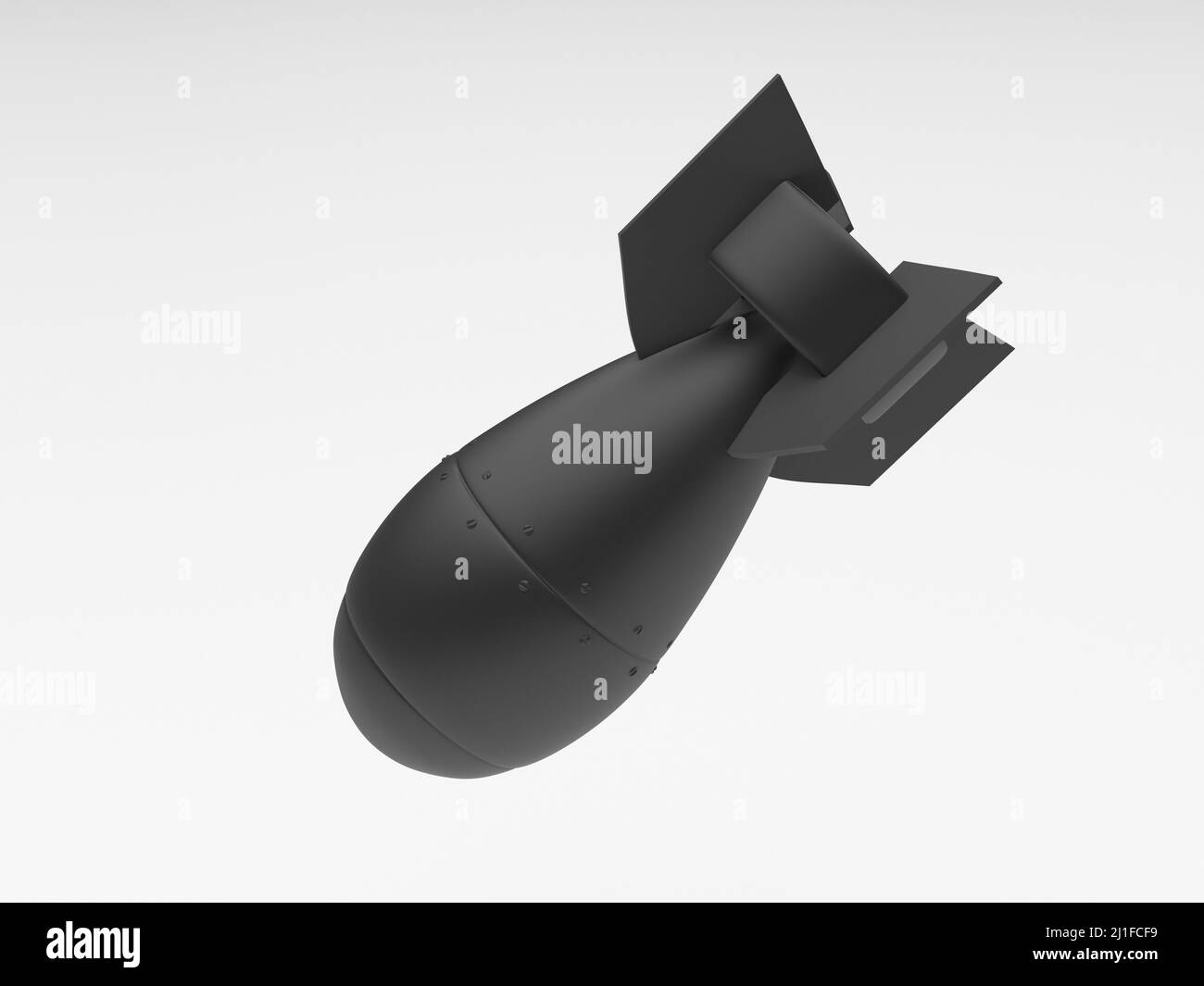 3d rendering of a black missile falling in metal on a white background ...