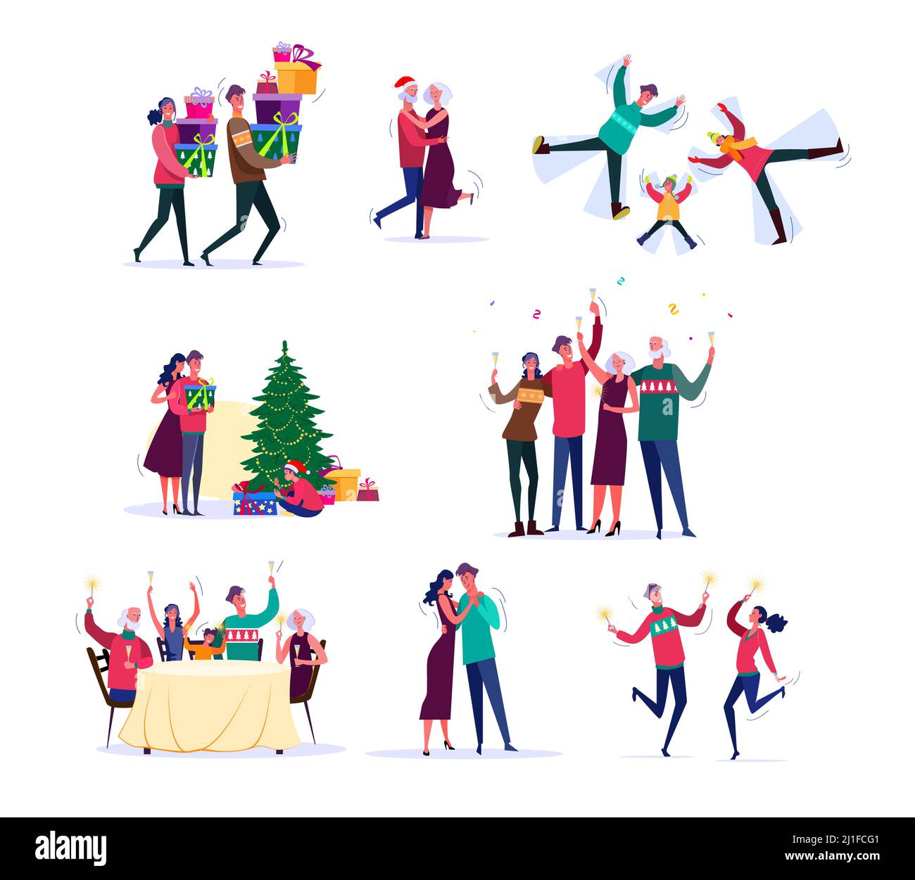Festive illustration people enjoying Cut Out Stock Images & Pictures ...