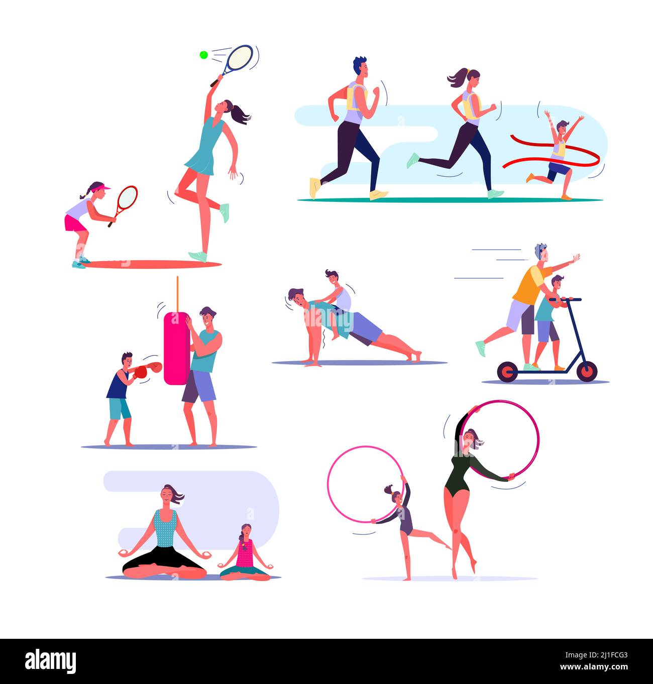 Children and parents exercising Stock Vector Images - Alamy