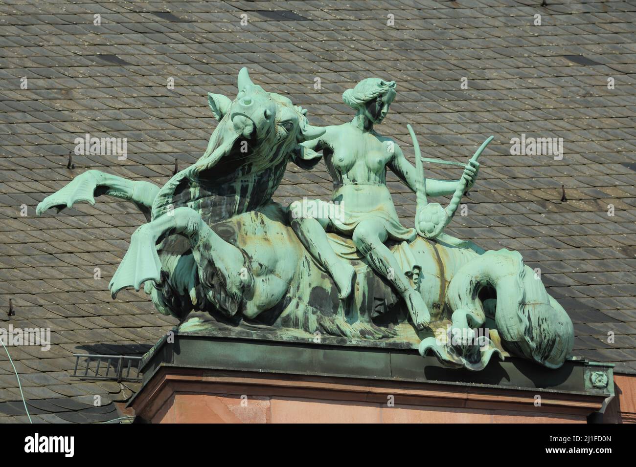 Europa riding a bull at the Senckenbergmuseum in Frankfurt, Hesse ...
