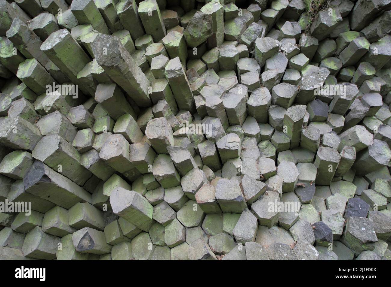 Basalt prism wall at Gangolfsberg in the Rhoen, Bavaria, Germany Stock ...