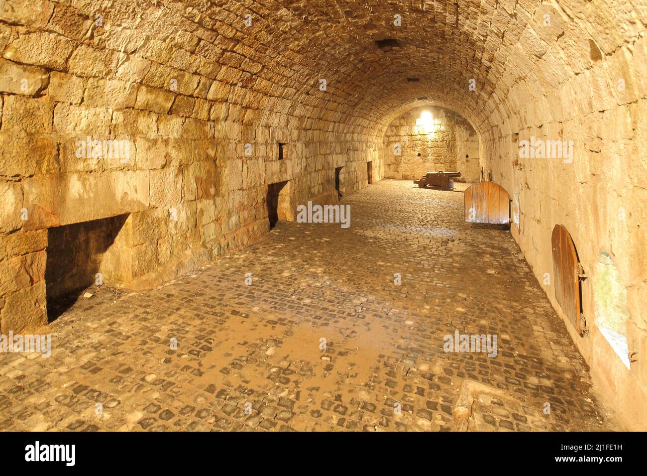 Cannon in the casemates of Marburg Castle, Hesse, Germany Stock Photo ...