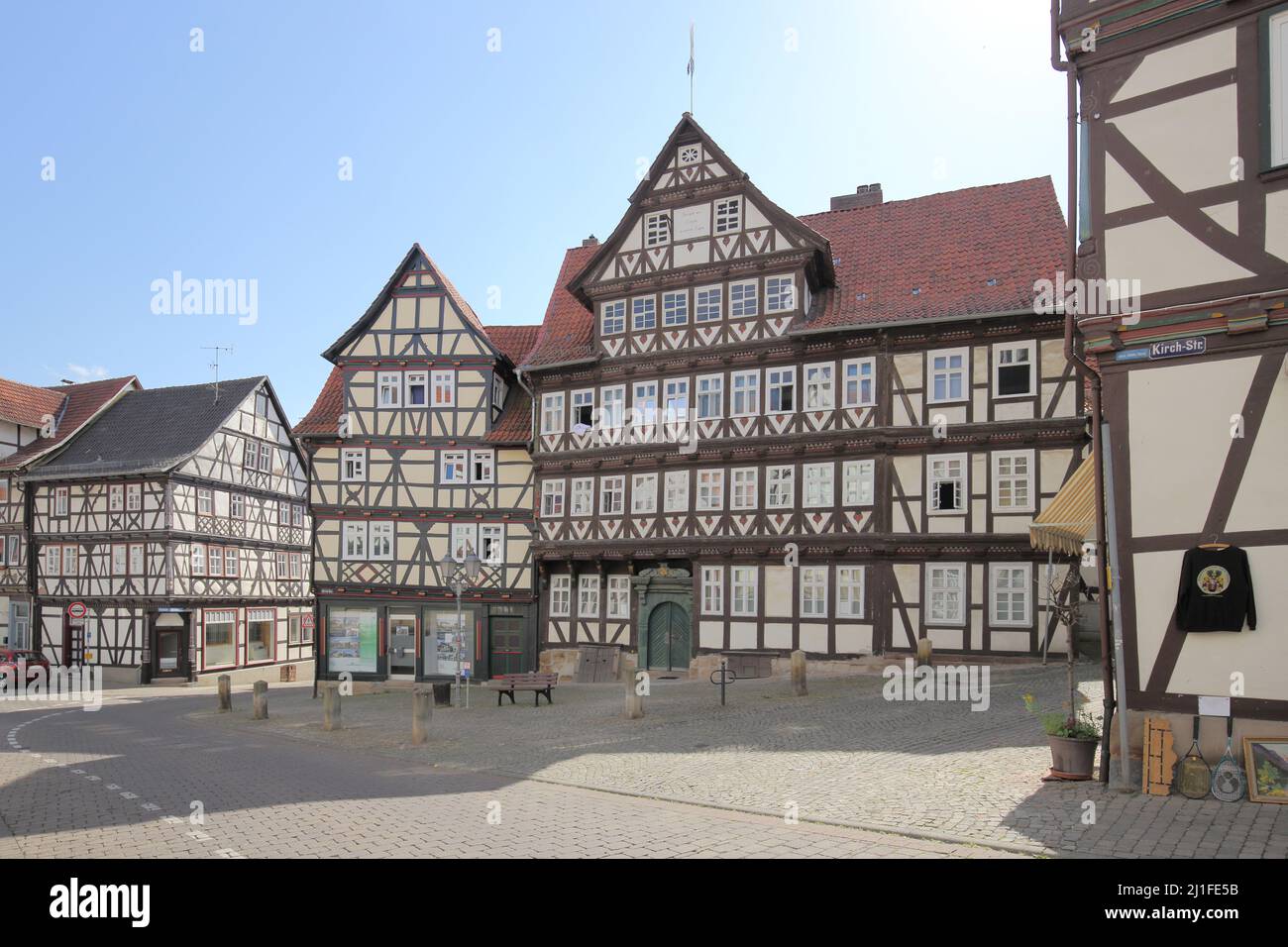 Half-timbered houses of Kirchstrasse in Allendorf, Hesse, Germany Stock ...