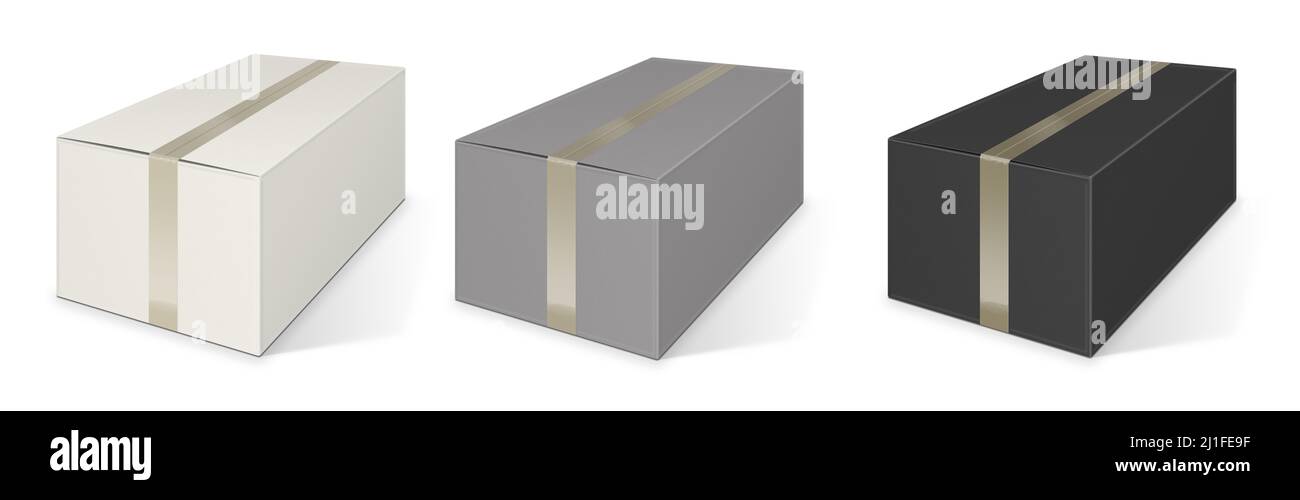 Three Shipping Box blank template white, grey and black for ...