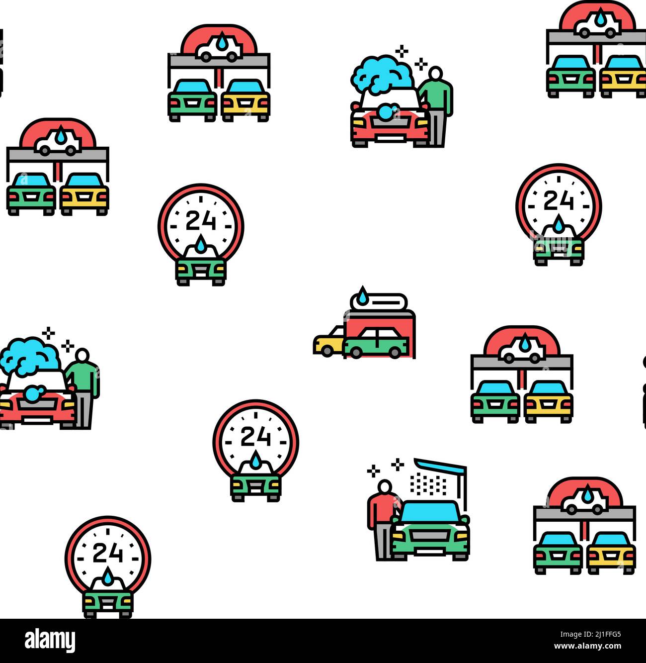 Self Service Car Wash Vector Seamless Pattern Stock Vector Image & Art ...