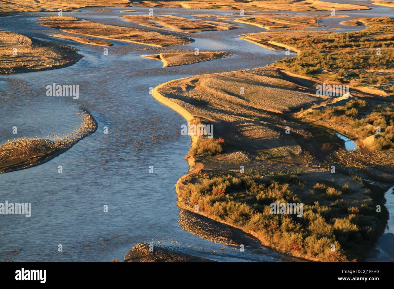 An aerial view of a river in a mountain Stock Photo - Alamy