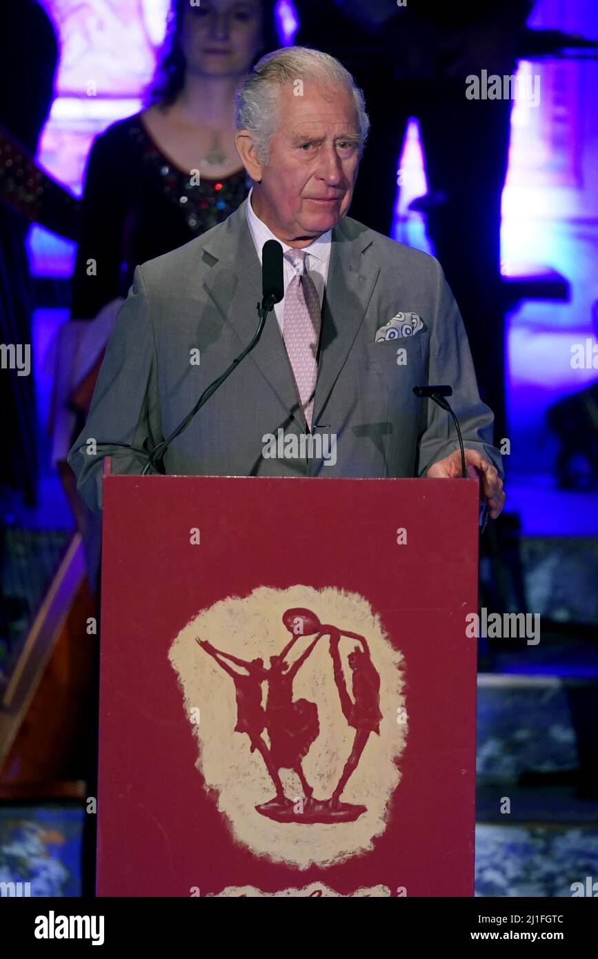 The Prince of Wales speaking at the Bru Boru Cultural Centre in Cashel ...