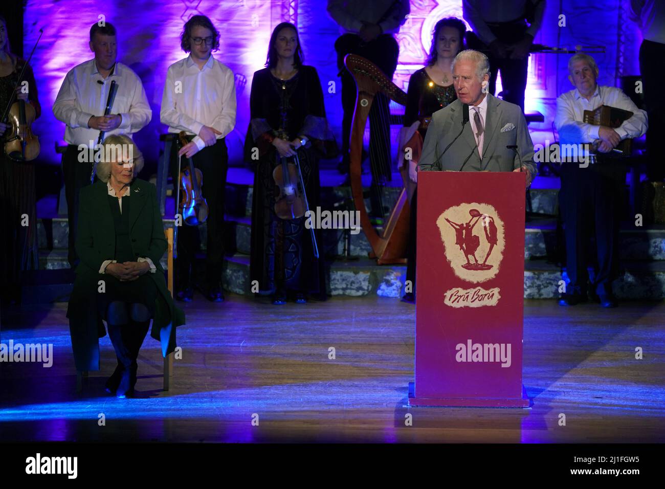 The Prince of Wales speaking at the Bru Boru Cultural Centre in Cashel ...