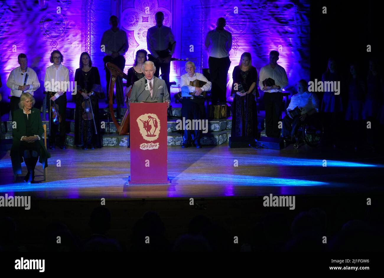 The Prince of Wales speaking at the Bru Boru Cultural Centre in Cashel ...