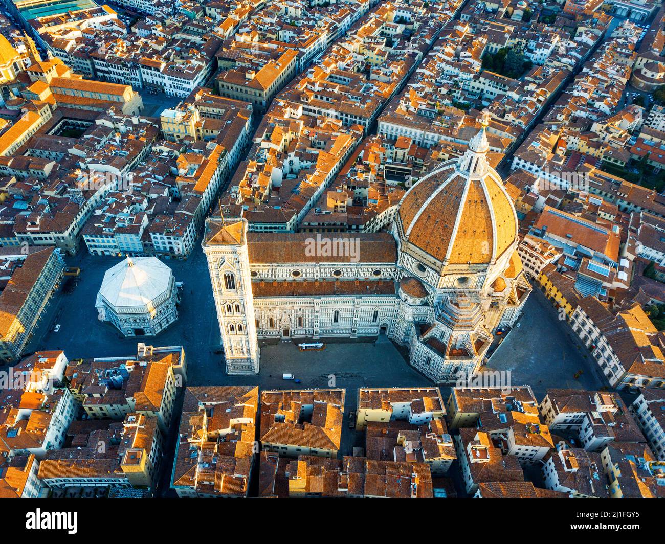 Aerial view of Florence cathedral, view of the Duomo with its ...