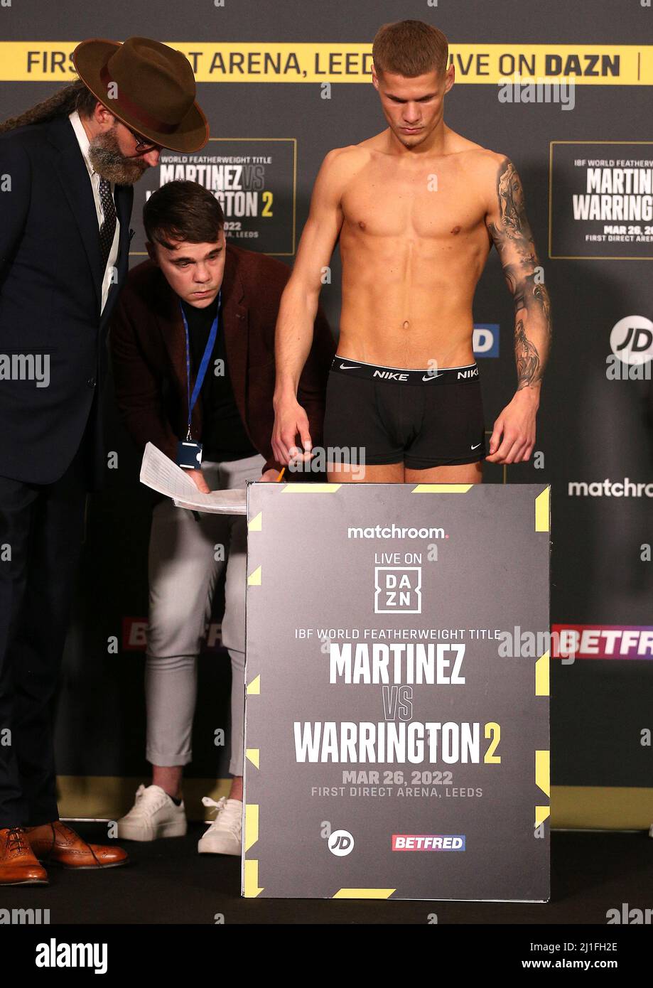 Cory O'Regan during the weigh in at The Queens Hotel, Leeds. Picture ...