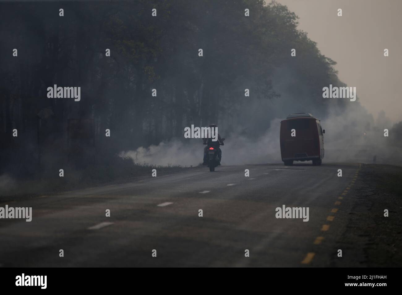 Nijgad, Nepal. 25th Mar, 2022. Wildfires engulf a section of the Nijgad ...