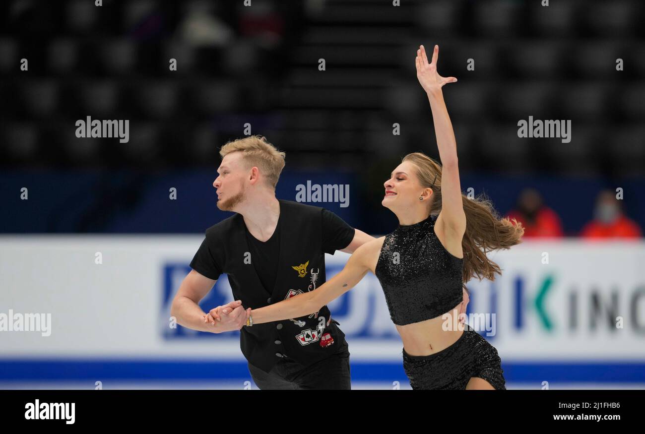 March 25, 2022: Anastasia Polibina and Pavel Golovishnikov from Poland ...