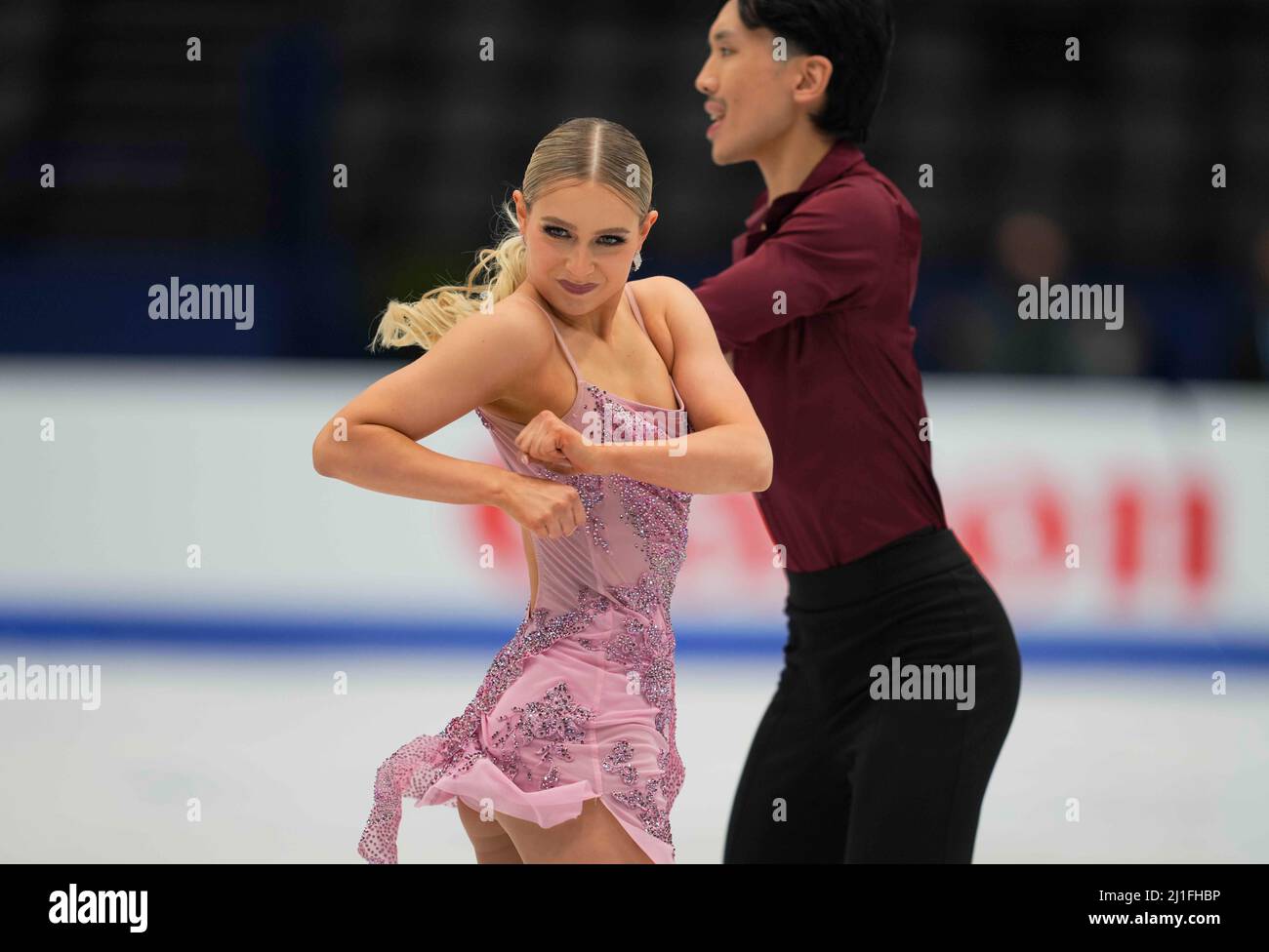 March 25, 2022: Holly Harris and Jason Chan from Australia during Pairs ...
