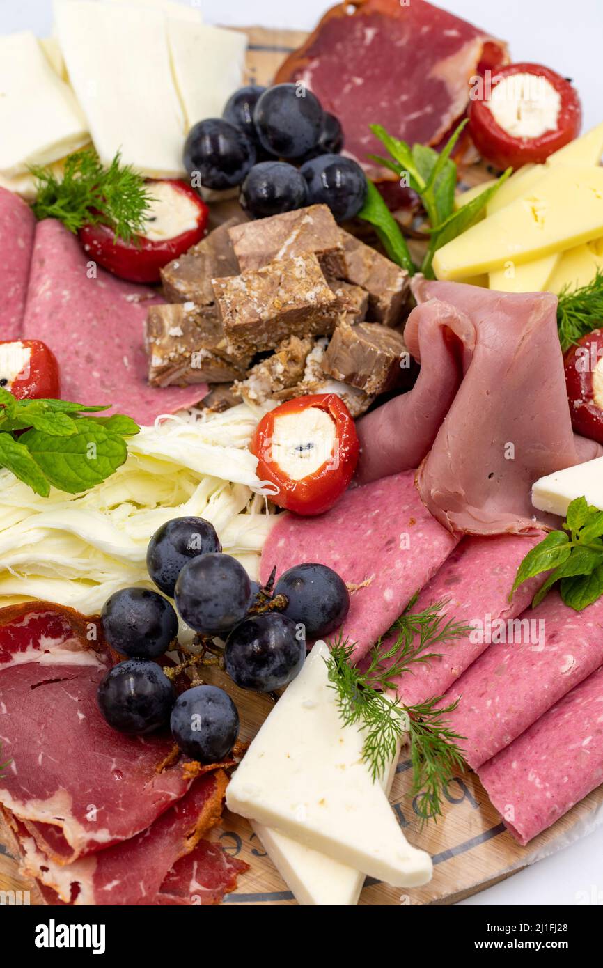 Cold Smoked Meat Plate, antipasto set platter wooden plate. Antipasto ...
