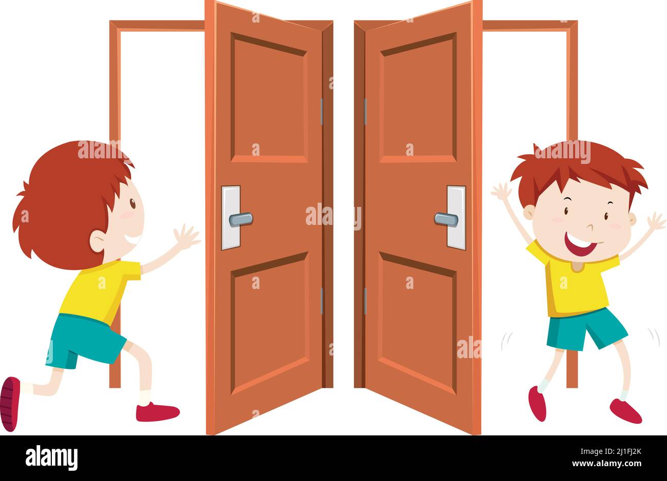 Boy door open Stock Vector Images - Alamy