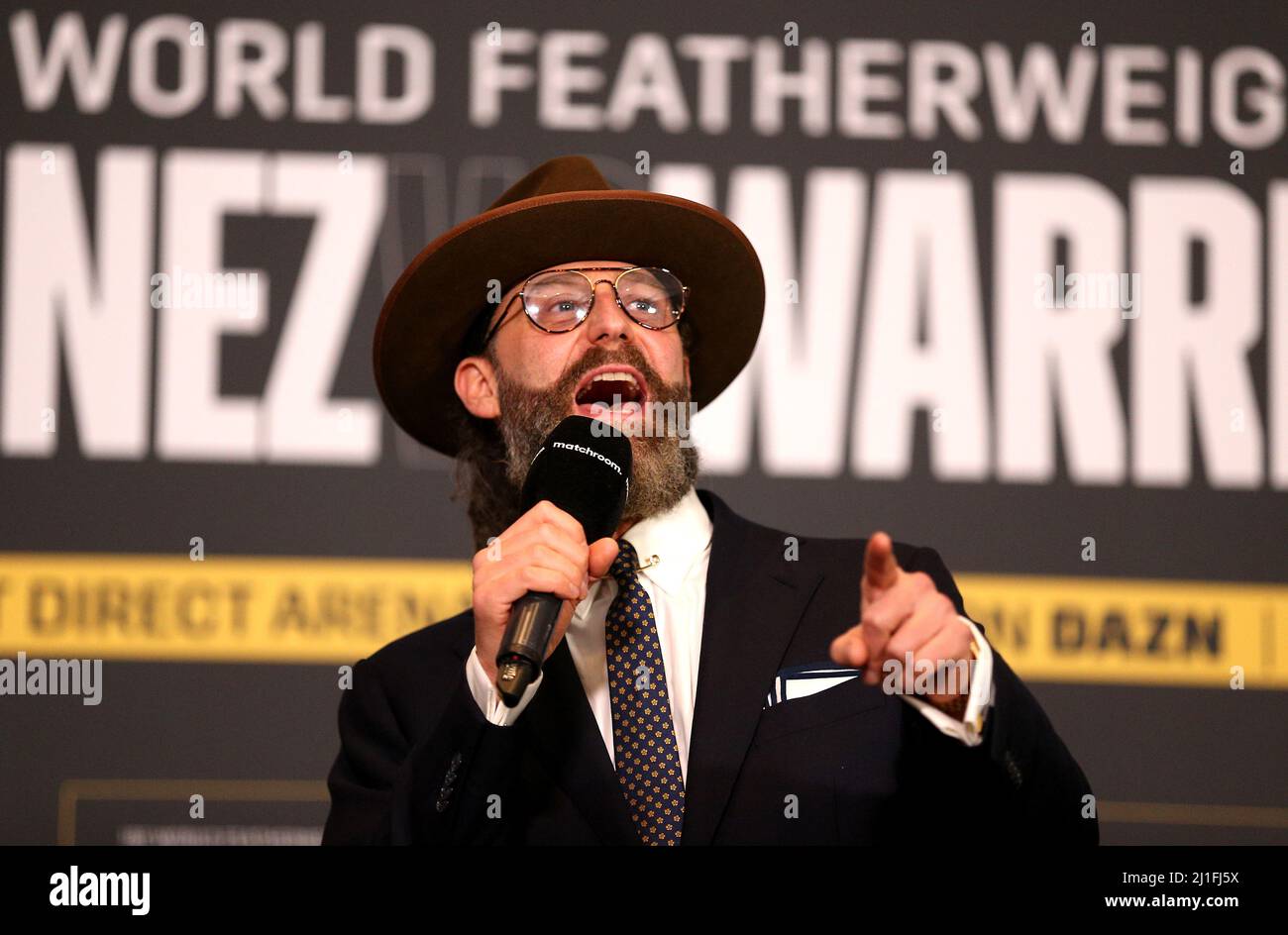 Boxing commentator David Diamante during the weigh in at The Queens ...
