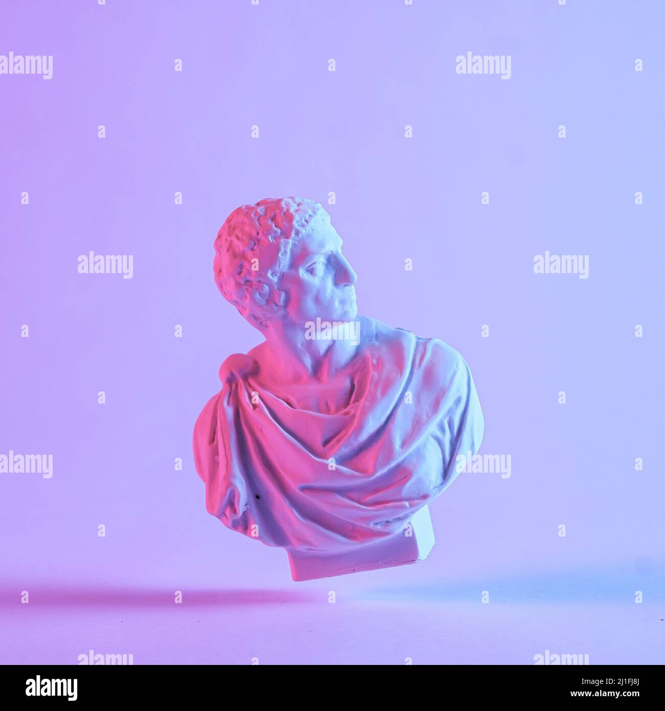 Floating antique style Grecian or Roman bust with drop shadow on a ...