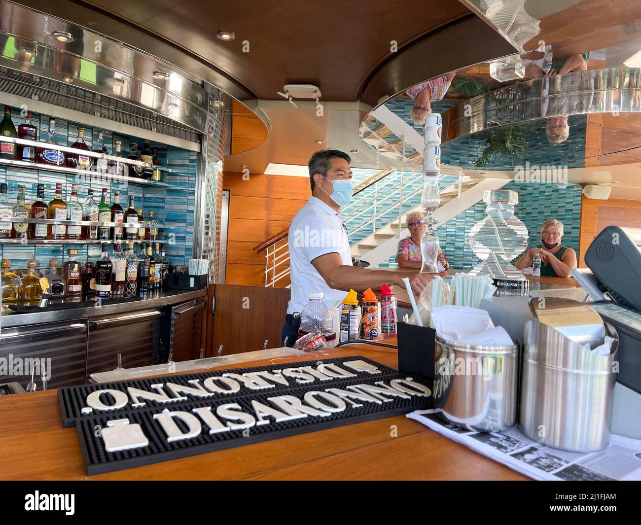 Orlando, FL USA - October 10, 2021: Bartenders serving drinks at an ...