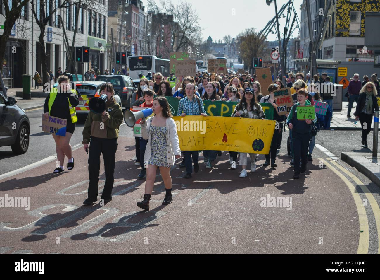 Cork city, Ireland. 2nd Mar, 2022. Fridays for future Cork participated ...