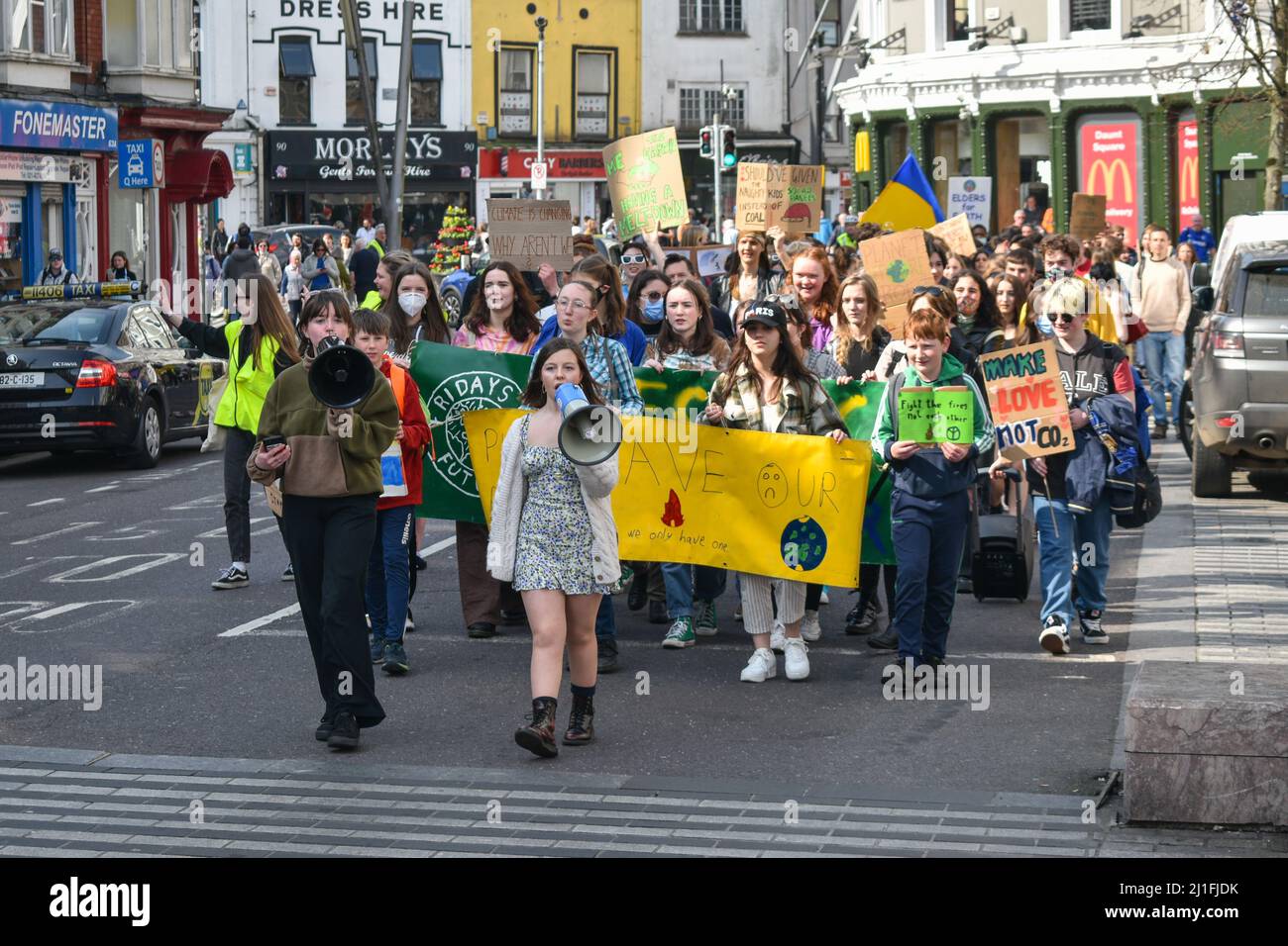 Cork city, Ireland. 2nd Mar, 2022. Fridays for future Cork participated ...