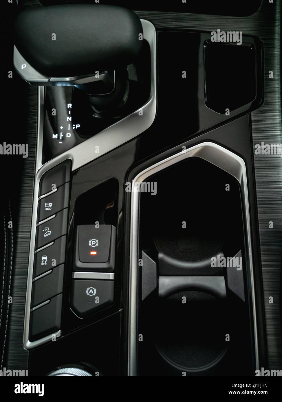 Automatic transmission in a modern car. Photo close-up from above ...