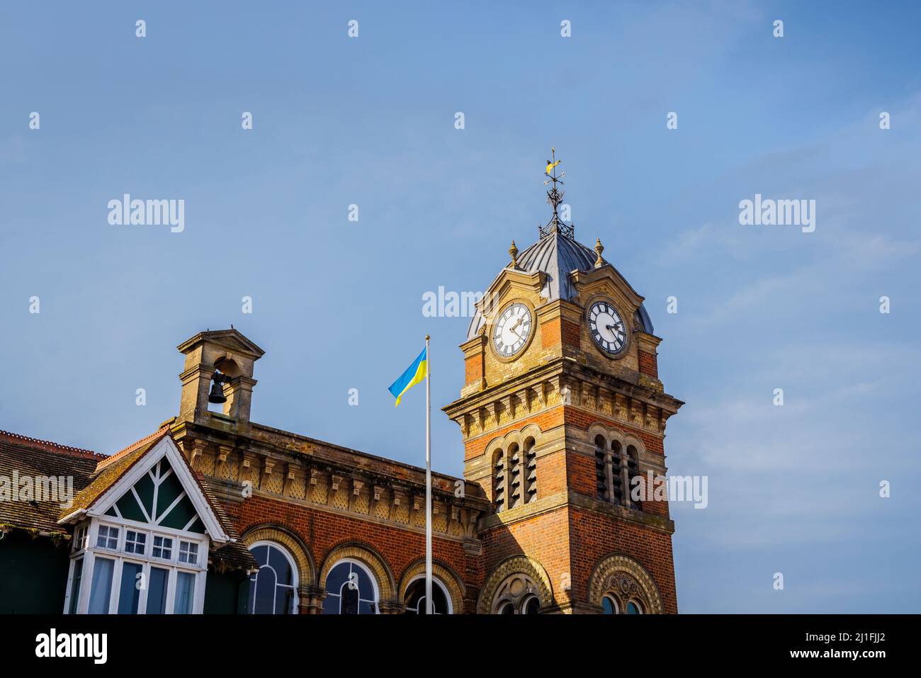 The clock tower of the grade II listed Victorian municipal building ...