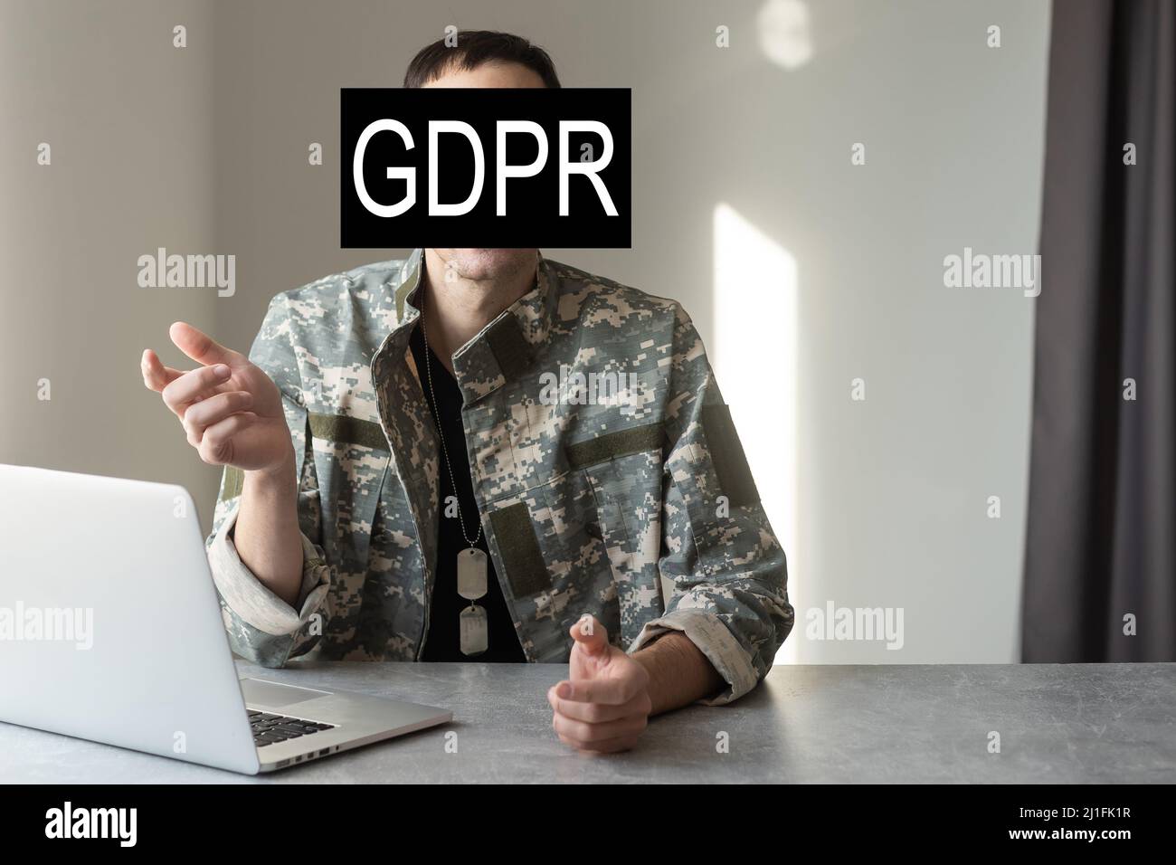 GDPR - General Data Protection Regulations Military concept. Soldier ...