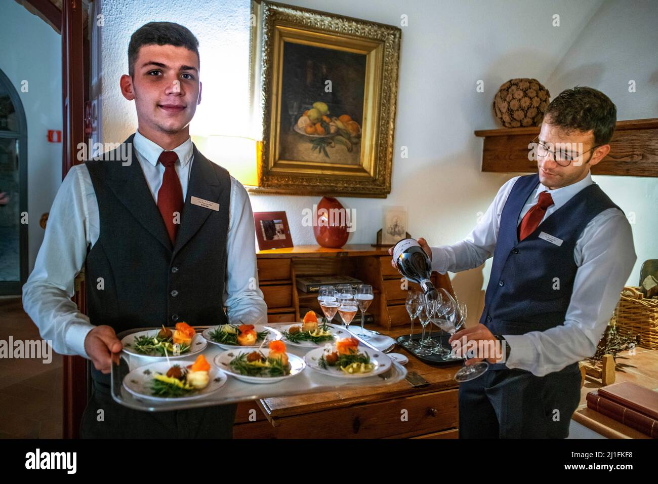 Restaurant inside Le Fontanelle Hotel in Castelnuovo Berardenga in the ...