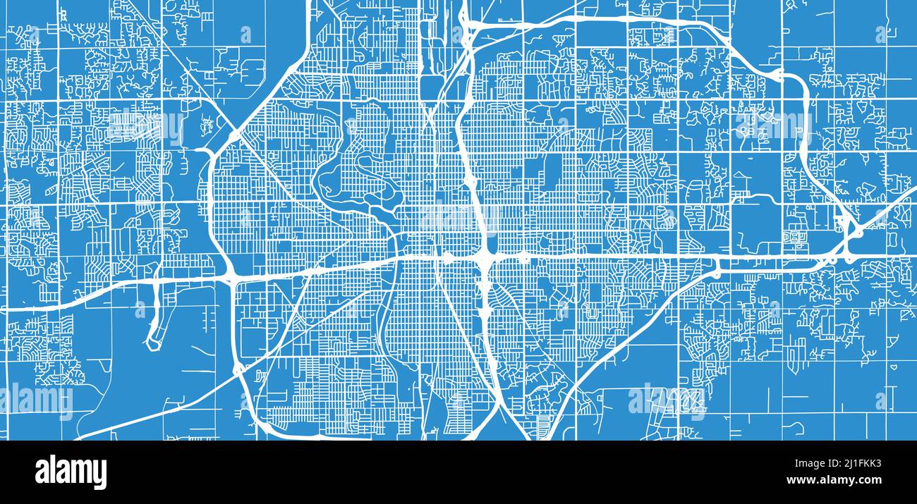 Urban vector city map of Wichita, Kansas , United States of America ...