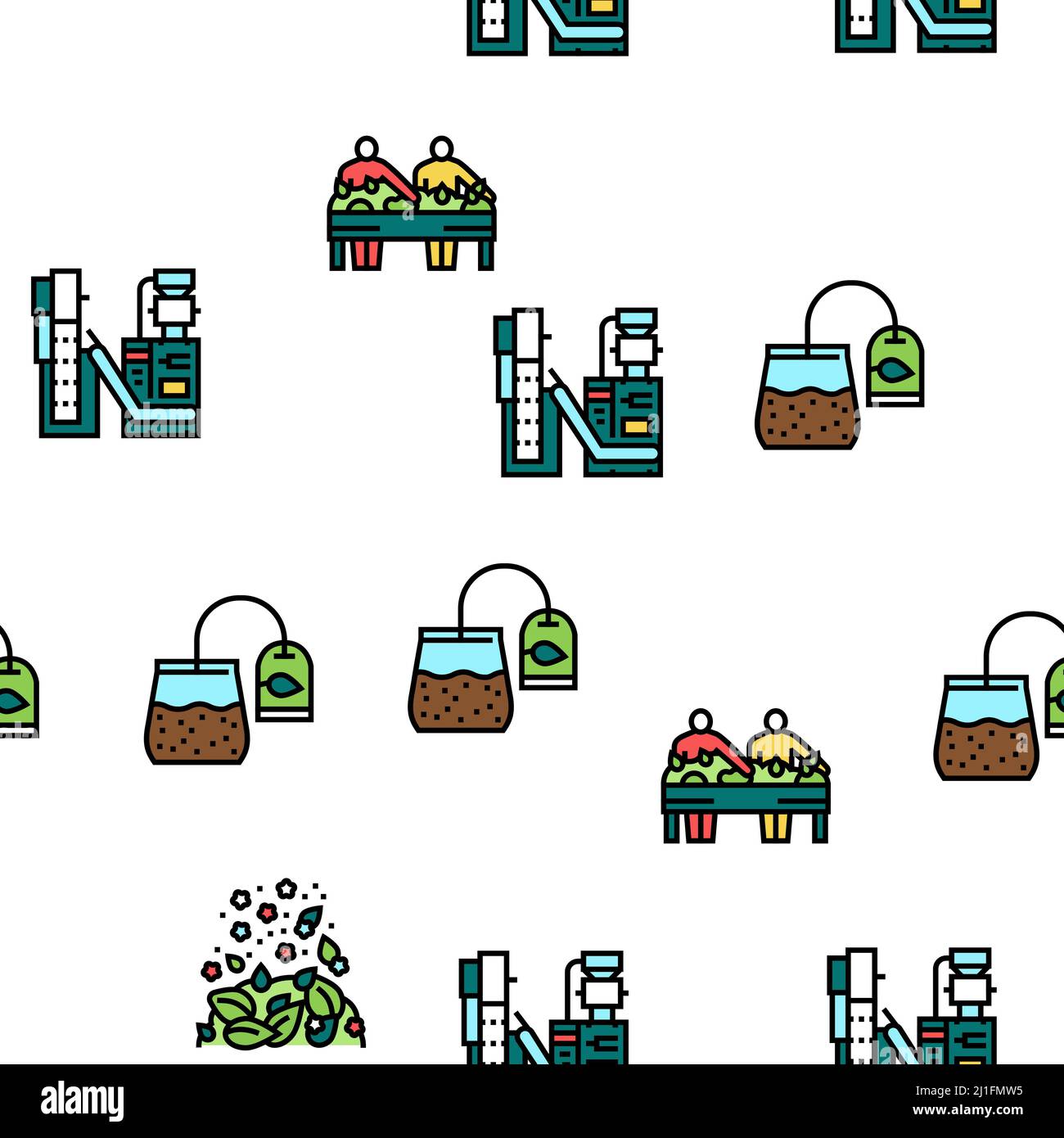 Tea Drink Production Vector Seamless Pattern Stock Vector Image & Art ...