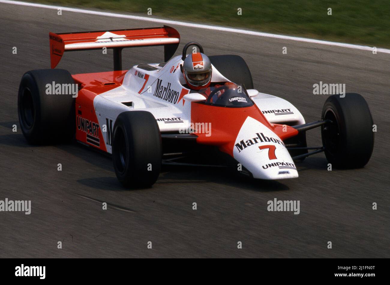 John Watson (GBR) McLaren MP4 1B Ford Cosworth Stock Photo - Alamy