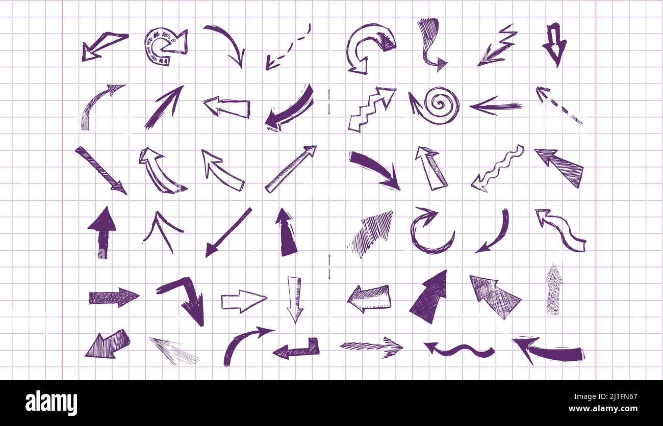 Isolated vector hand drawn arrows set on a white background Stock ...