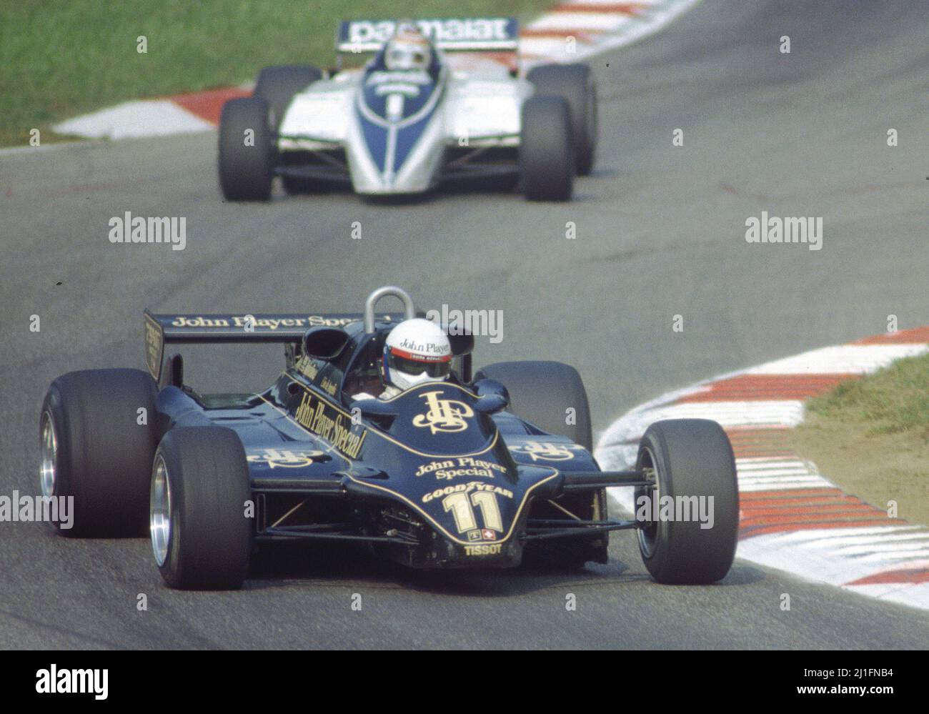 Elio De Angelis Ita Lotus 91 Ford Cosworth Leads Nelson Piquet Bra