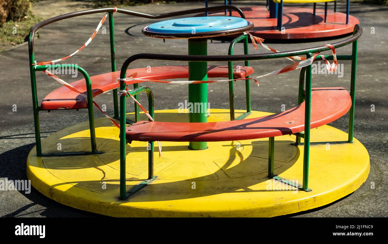 Children's playground closed Stock Photo - Alamy