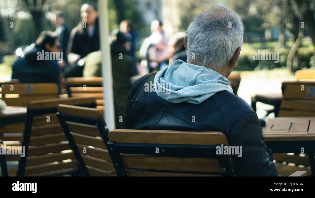 People on the outdoor terrace Stock Photo - Alamy