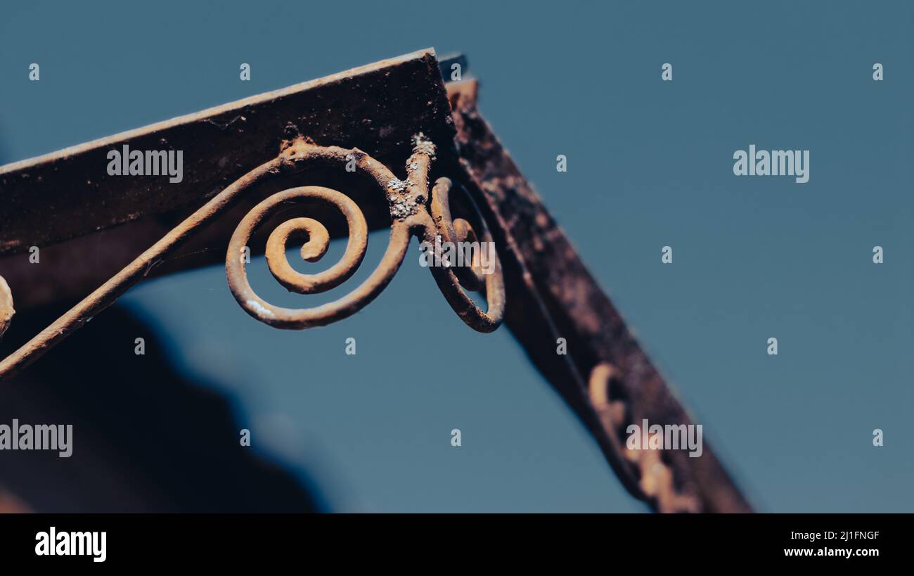 Antique wrought iron decorative corner Stock Photo - Alamy