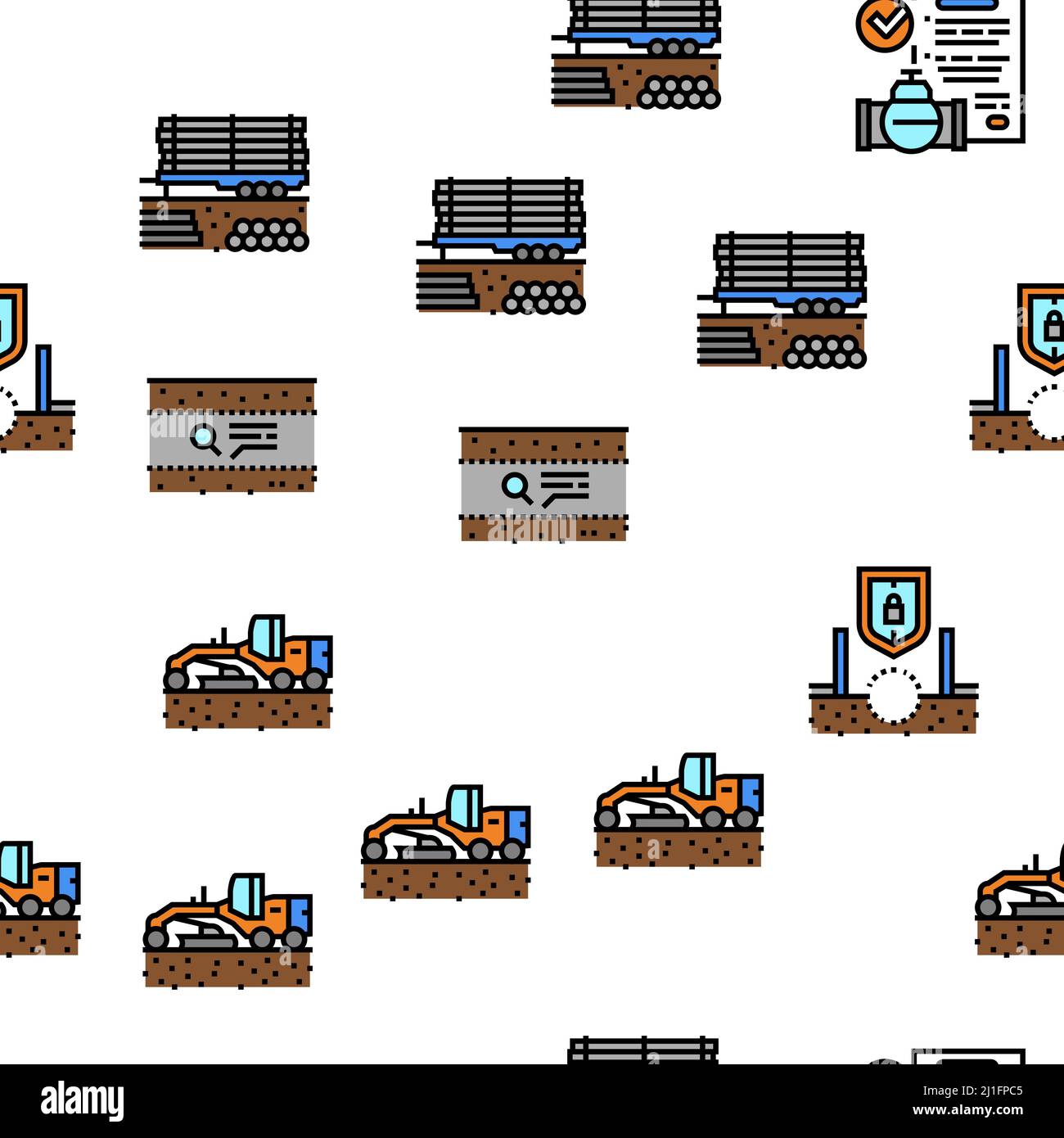 Pipeline Construction Vector Seamless Pattern Stock Vector Image & Art ...