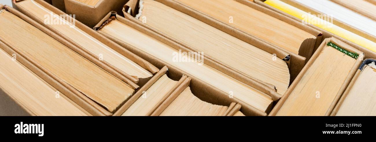 Stacked books top view hi-res stock photography and images - Alamy
