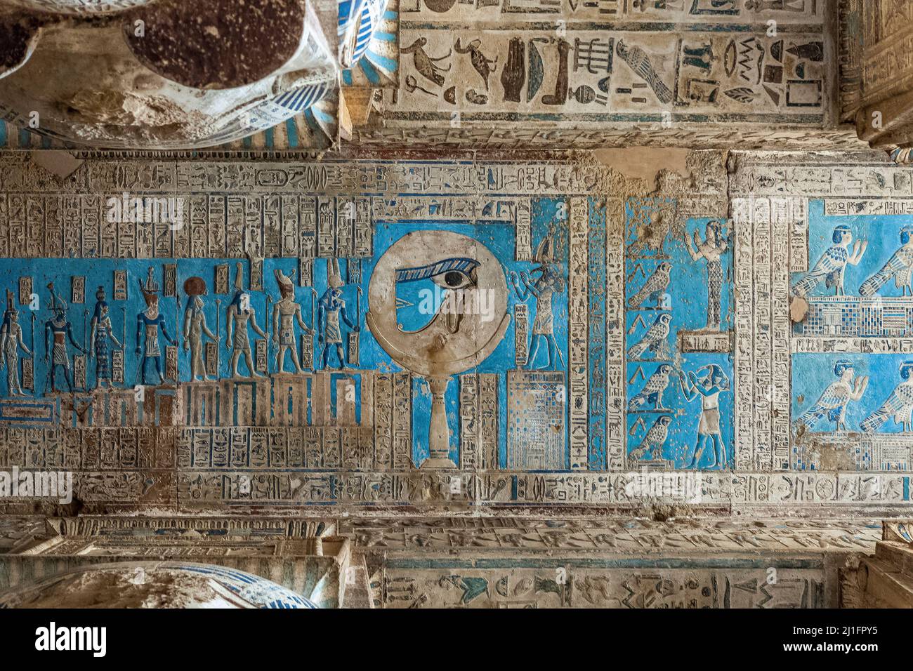 Waxing moon and the Eye of Horus in the outer hypostyle Hall of Temple ...
