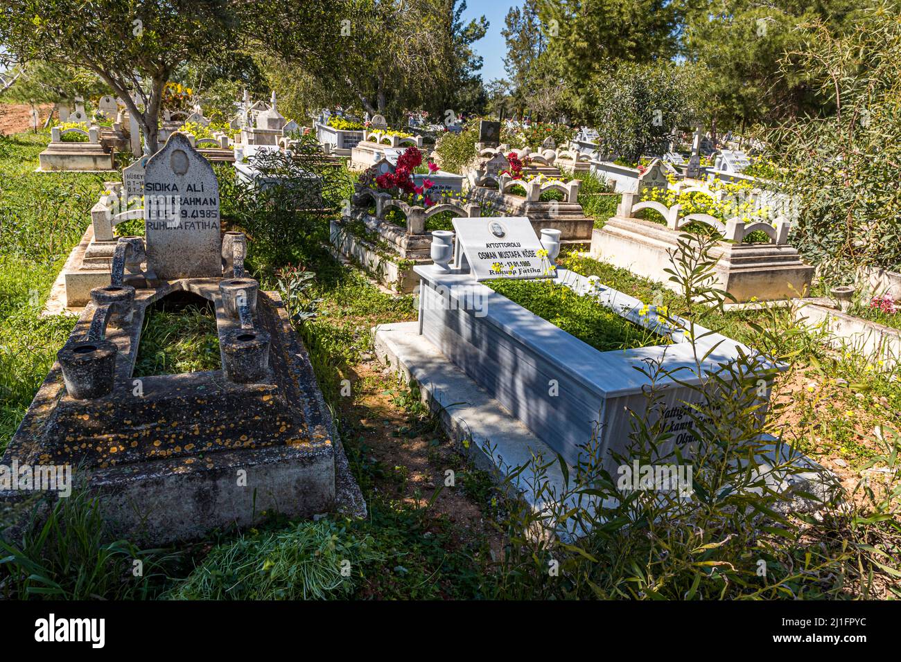 Muslim cemetery in Yeni Boğaziçi, Turkish Republic of Northern Cyprus ...
