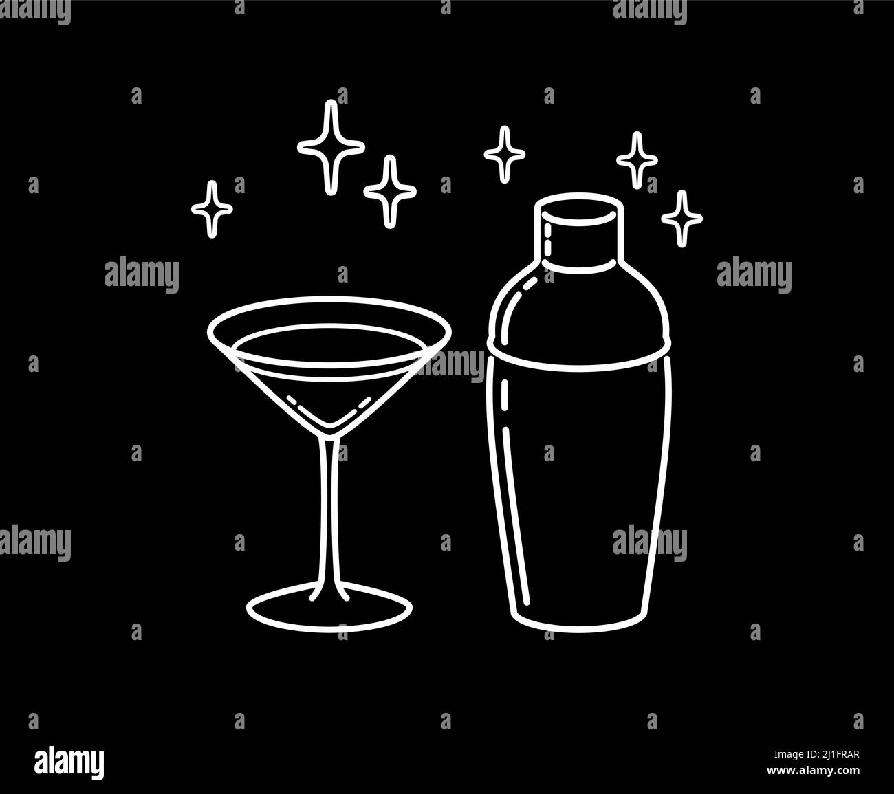 Cosmopolitan Glass With Shaker Outline. Icon Vector Illustration. Icon ...