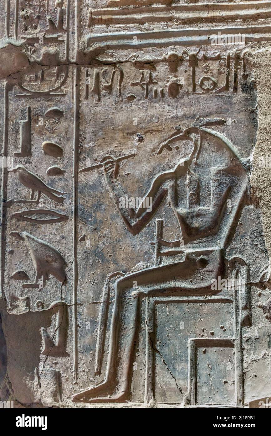 Carving of Thoth in the Great Temple of Abydos, Egypt Stock Photo - Alamy