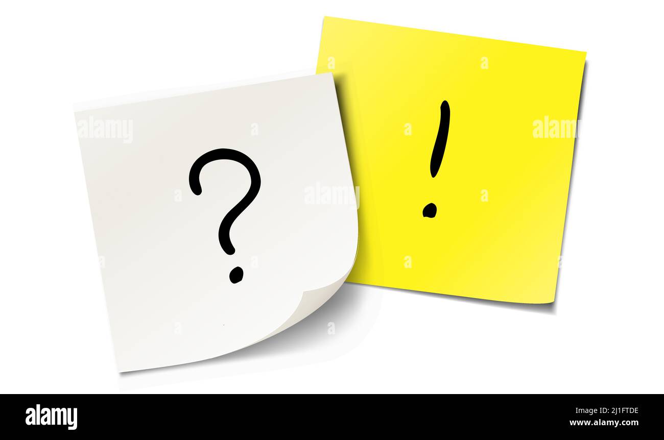 Two overlapping notepapers with handwritten question mark and ...