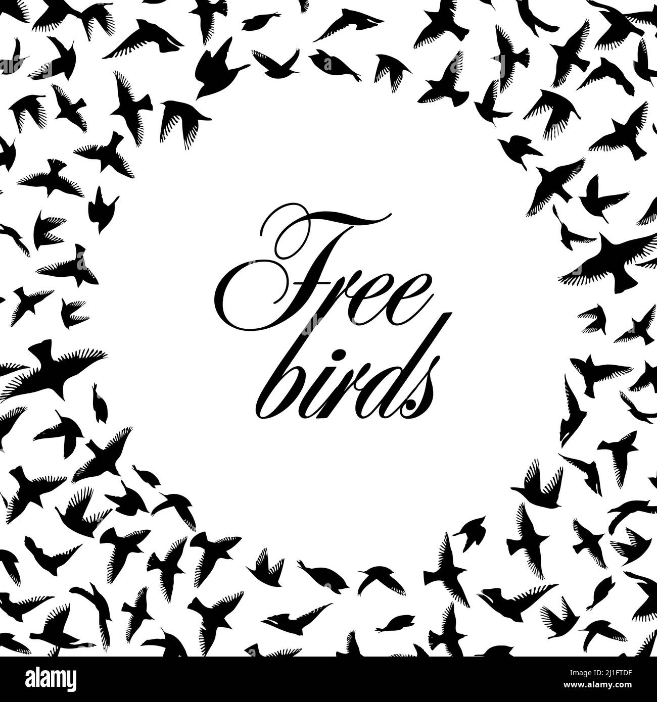 Round frame of flying birds. Vector illustration Stock Vector Image ...
