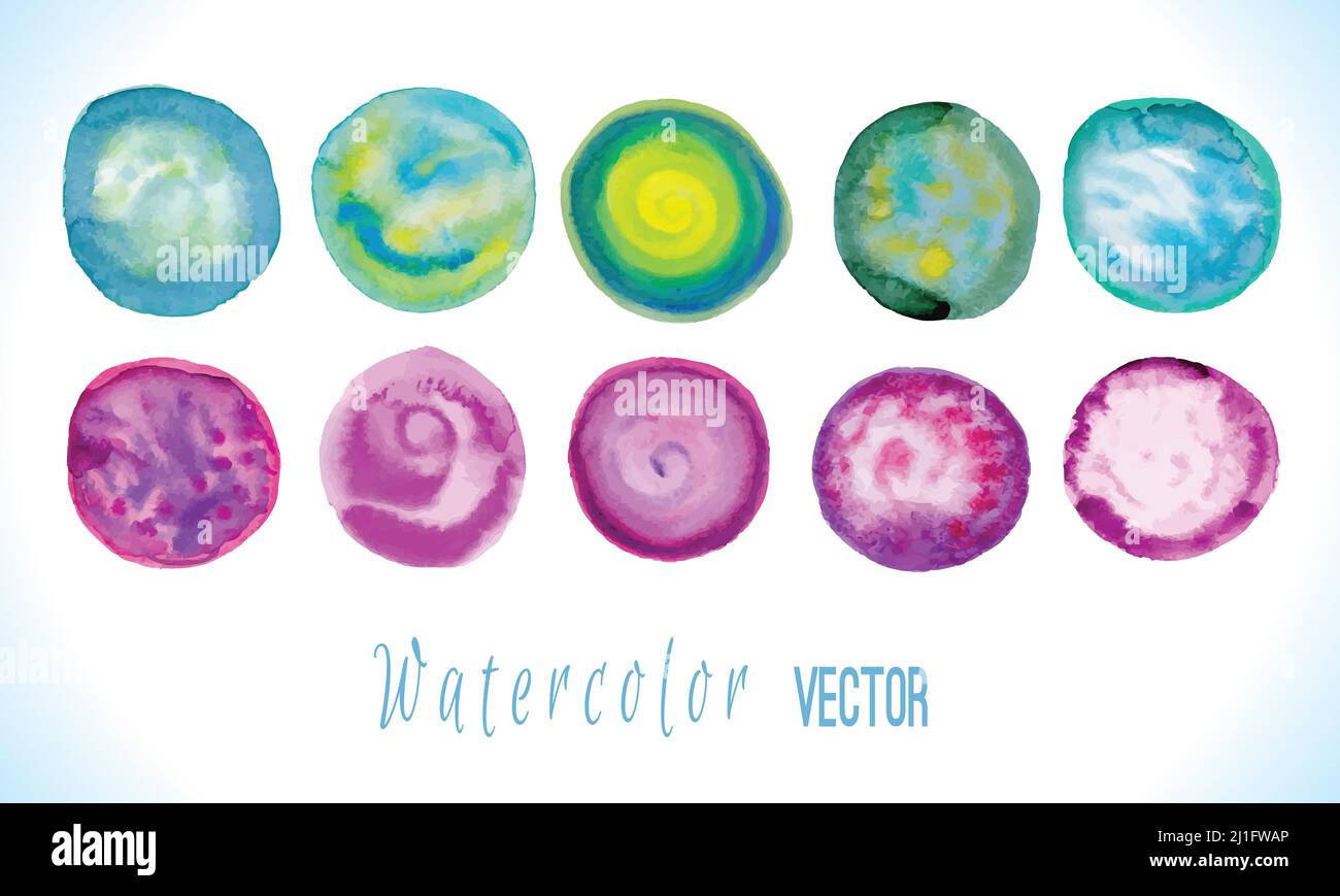 Colorful set vector isolated watercolor paint circles Stock Vector ...