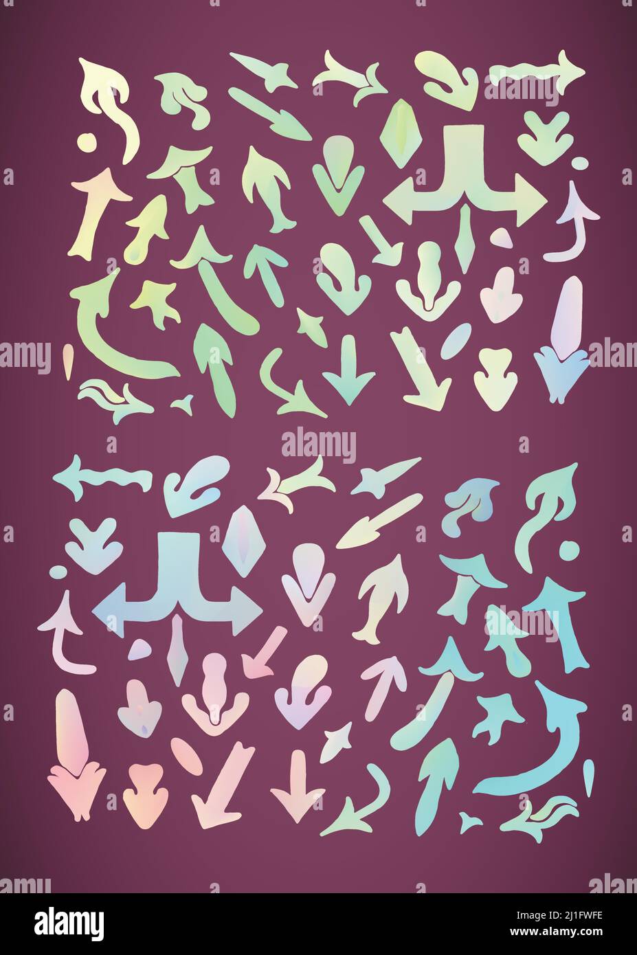 Pastel hand drawn doodle sketch arrows. Arrows set made by hand. Trendy ...