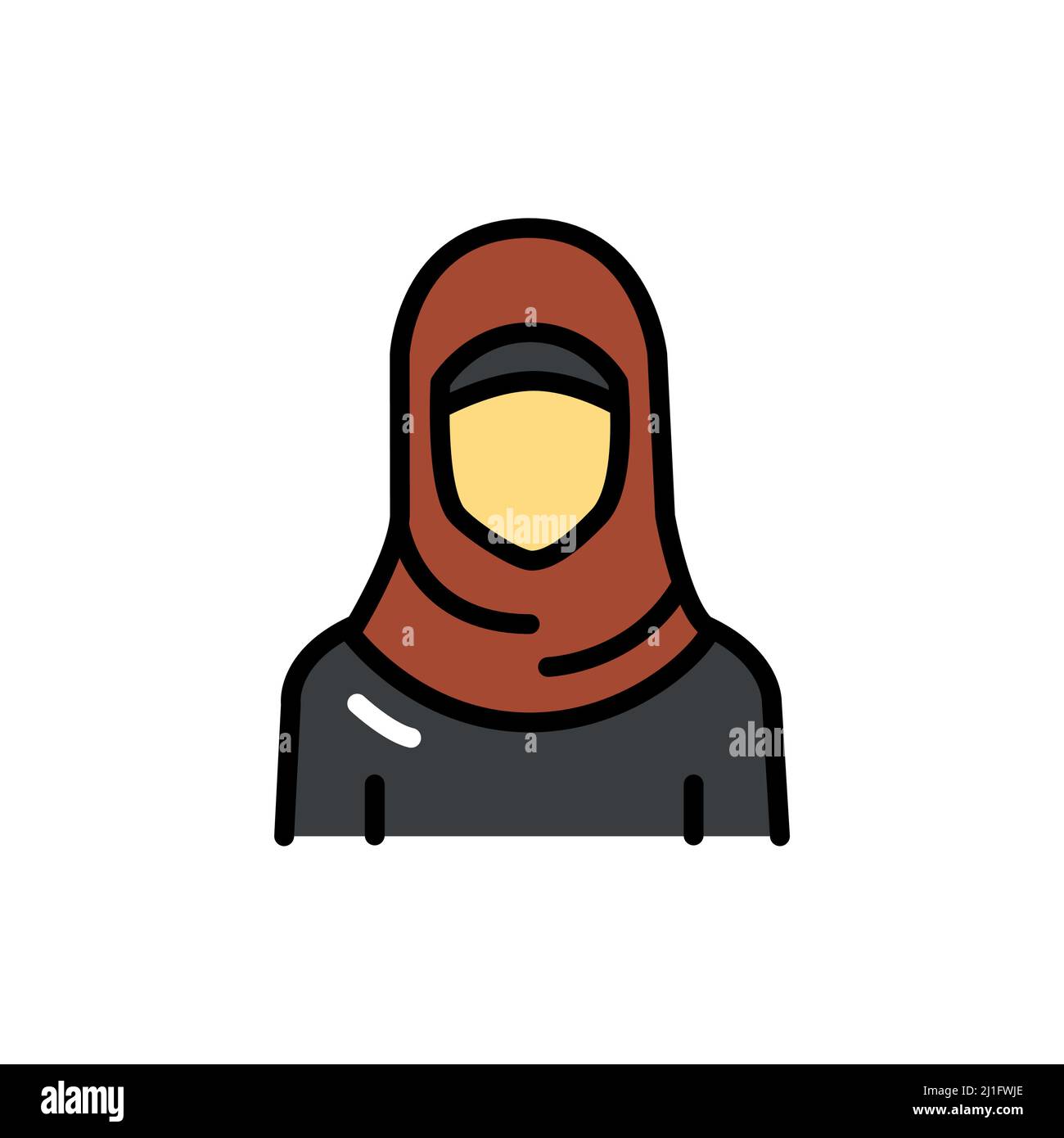 Arabic woman in hijab amira line color icon. Isolated vector element ...